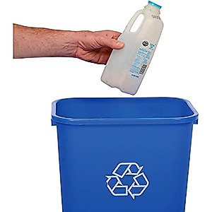 Global Industrial Plastic Recycling Wastebasket, 28-1/8 Qt., Blue