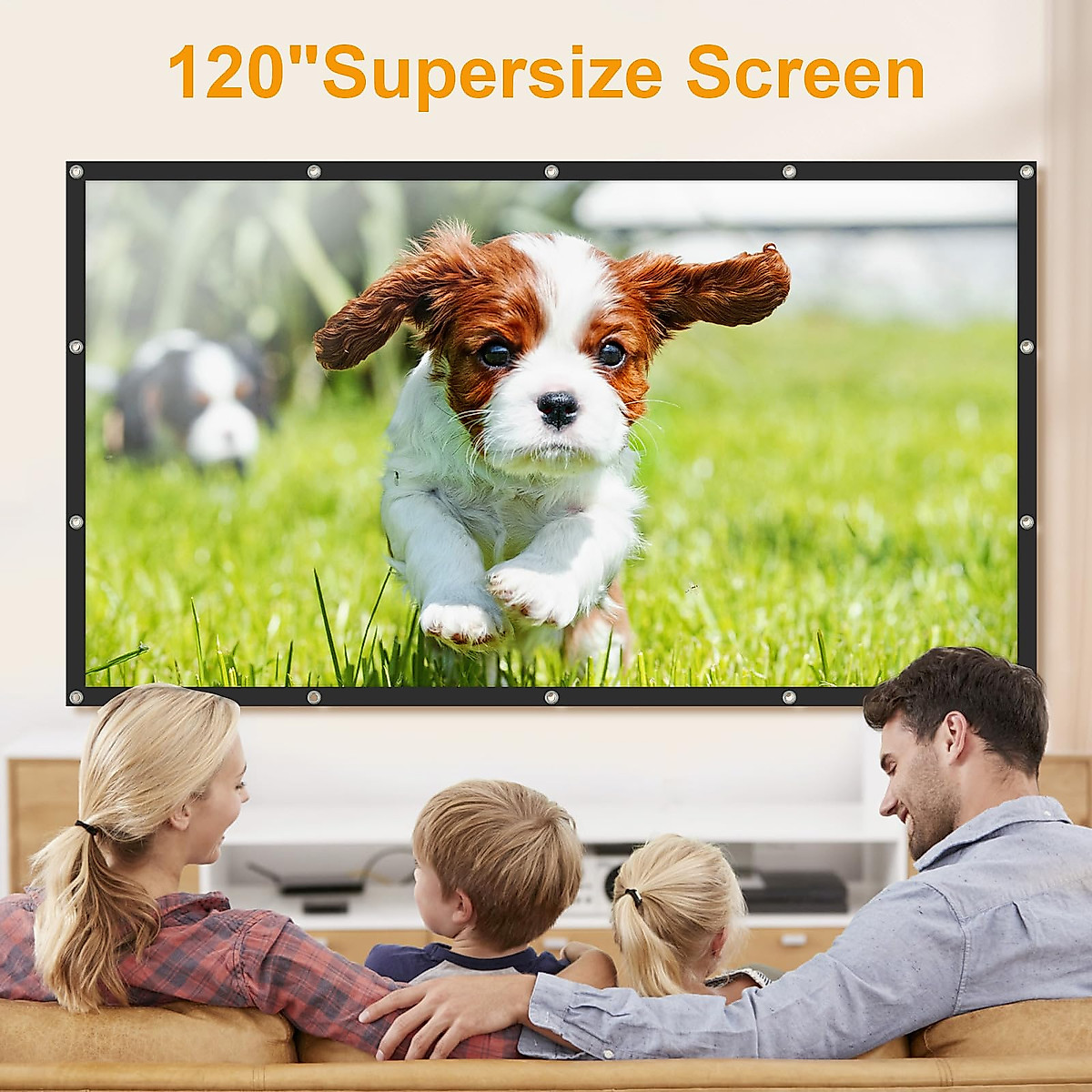 Azzuro 120 inch Projector Screen, Double Sided Washable Outdoor Projection Screens, 16:9 Foldable Anti-Crease Portable Projection Movies Screen for Camping Party, Home Theater, Office