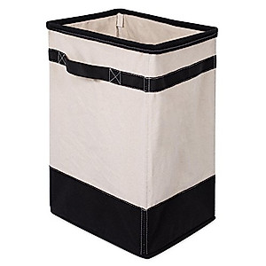BIRDROCK HOME Canvas Hamper - Single Laundry Basket with Handles - Foldable Hamper - Easily Transport Laundry