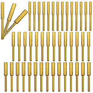 Shitime 45 Pcs Diamond Chainsaw Sharpener 1/8" Shank, High Hardness Burr Grinding Stone Chainsaw Sharpening Kit for Chain Saw Stone Jewelry Wood (5/32'', 3/16'', 7/32'')