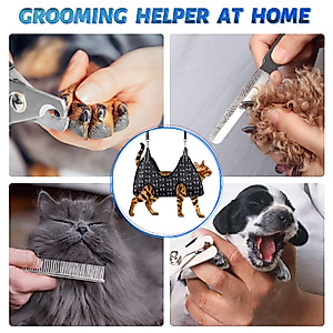 ATESON Pet Grooming Hammock Harness for Nail Trimming (XS 12lb), Sling Holder Hanger for Nail Clipping with Clippers, File, and Comb