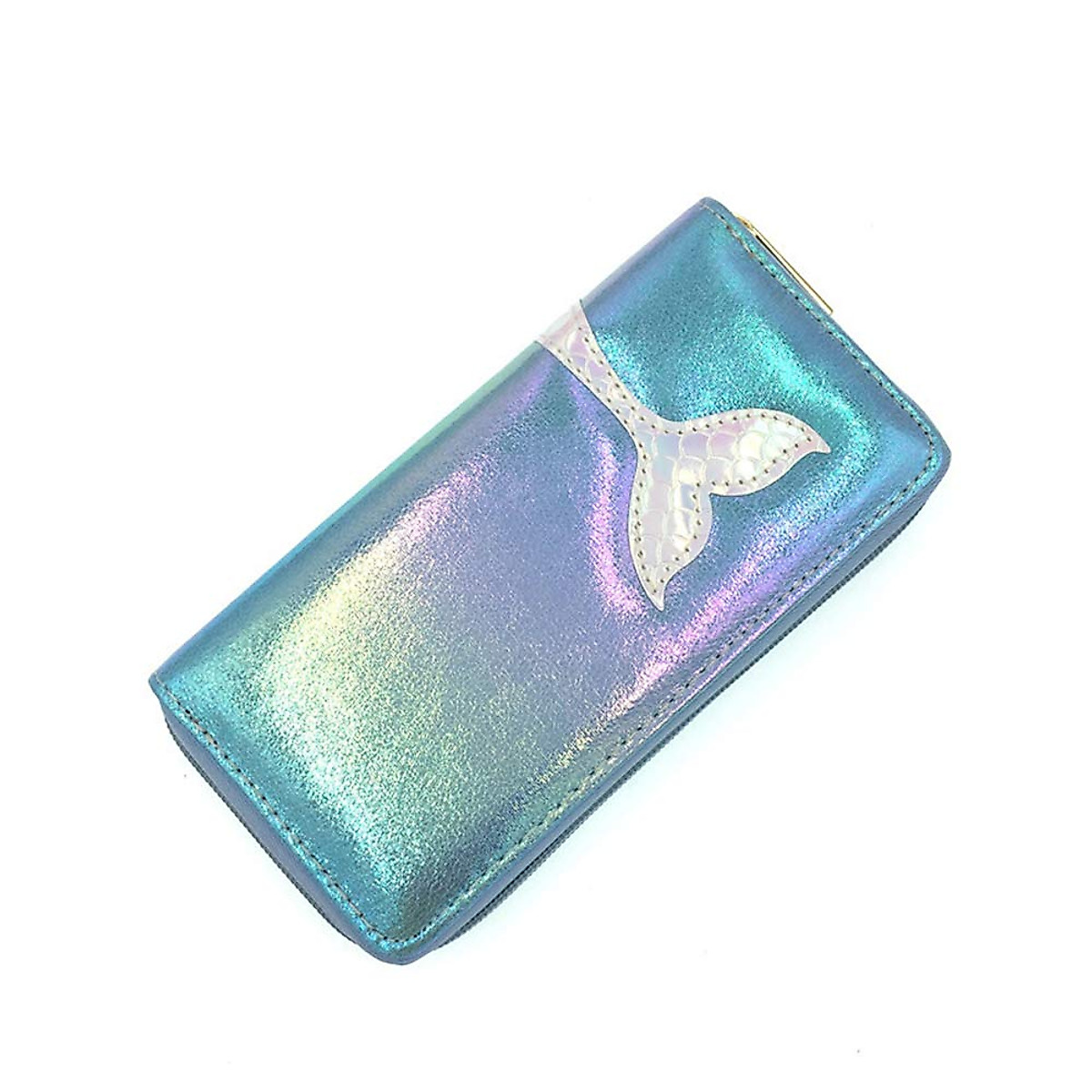 LEOMOSTE Holographic Wallet Shiny Mermaid Purse Money Clip Mini Evening Clutch Bag Rainbow Card Holder