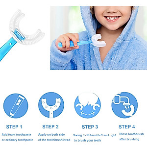 Kids U Shaped Toothbrush,Silicone Soft bristled Baby U-Shaped Cleaning Toothbrush -360° Oral Cleaning Design , Suitable for Children Aged 6-12, are Available 2pcs