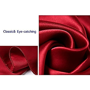 ANDANTINO 100% Pure Mulberry Silk Square Scarf for Hair-27''x27''- Women Men Natural Silk Neckerchief Digital Printed Headscarf (Red-Solid Color)