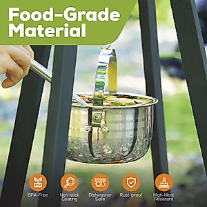 WEALERS Camping Cookware & Dinnerware Set- 17 Pieces Stainless Steel Pots and Pans Set with Plates, Bowls & Sporks in Travel Mesh Bag for Camping, Trekking, Backyard Picnic & Backpacking Gear