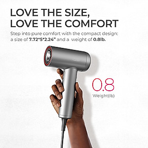 TYMO Travel Hair Dryer, Professional Ionic Blow Dryer for Women, Drying Faster with Less Frizz, Lightweight Compact Hairdryer with Thermal-Control for Travel/Home