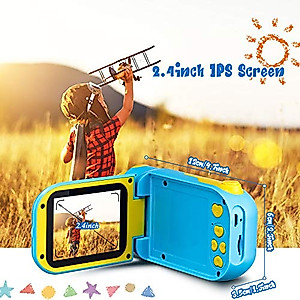 Engpure Kids Camera, Kids Video Camcorder 1080P 2.4 inch IPS Screen Camera Toys for 3-10 Years HD Children Videos Recorder for Boys Girls Toys, with 32GB Micro SD Card (Blue)