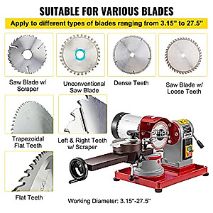 Mophorn Circular Saw Blade Sharpener 5" Grinding Wheel Size, Rotary Angle Mill Grinding Machine 370W, Saw Blade Sharpener Machine for Carbide Tipped Saw Blades