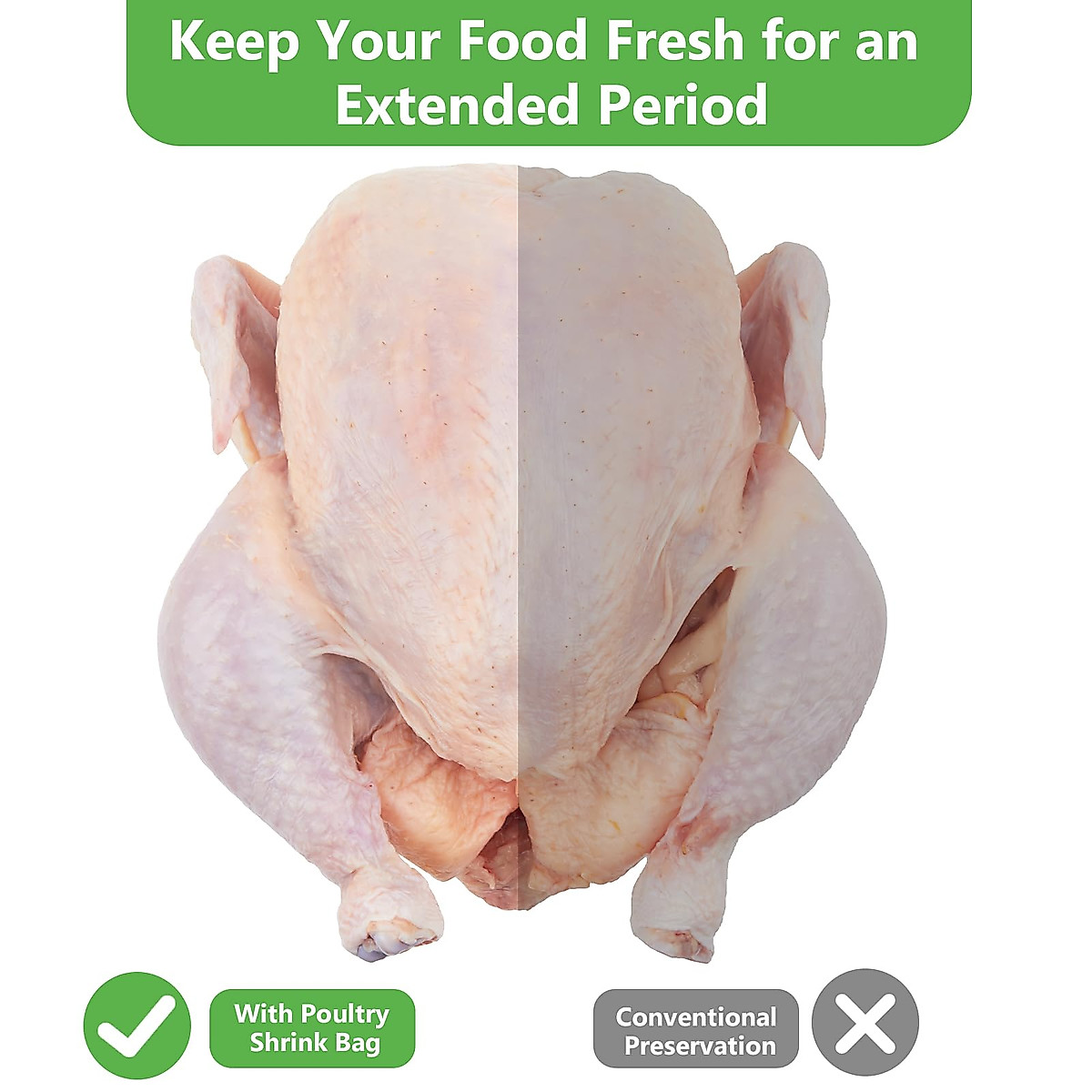 YISIMODI 18x13 In Poultry Shrink Bags - Perfect for Fresh, Safe, and Convenient Food Packaging - 30 Packs