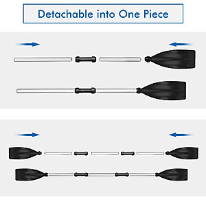 Greensen 49.6 Inches Kayak Paddles, 2Pcs Kayaking Oars for Boating Aluminium Alloy Shaft Kayak Paddles Detachable Boat Oars Set for Kayaking Boating Lightweight Ribbed Blade Kayak Paddles,