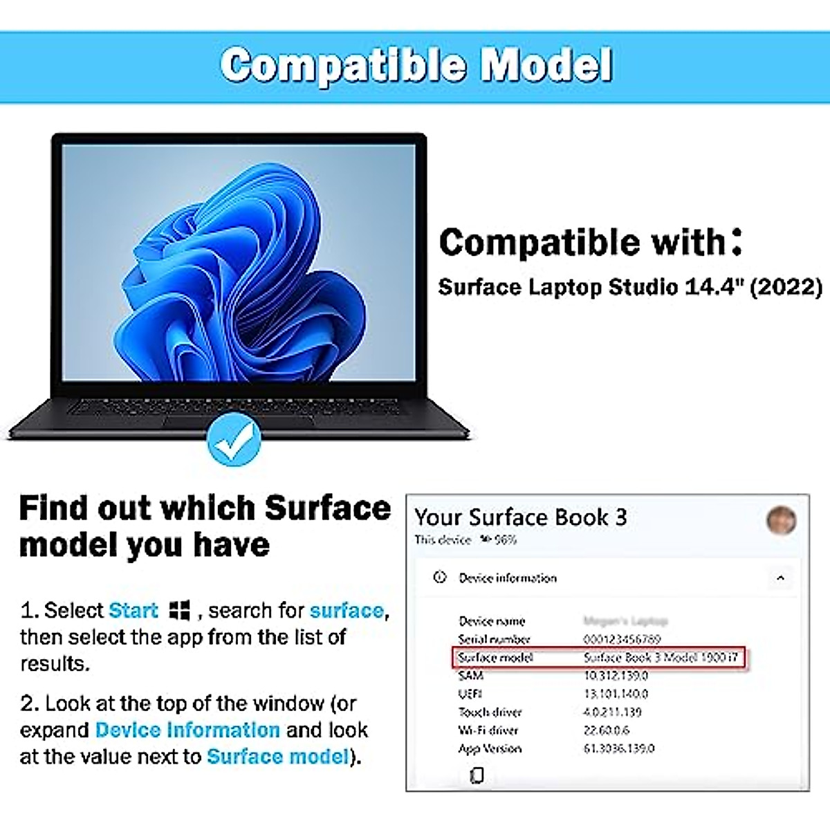 F FORITO 2-Pack Anti Blue Light Screen Protector Compatible with 14.4" Microsoft Surface Laptop Studio (2022) - Eye Protection Anti Glare & Anti Scratch Screen Filter