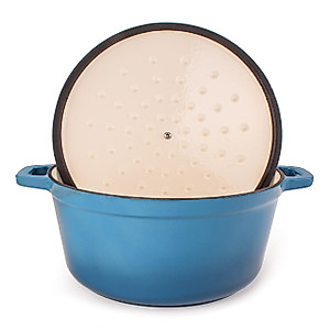 BergHOFF 6Pc Neo Enameled Cast Iron Dutch Oven Set, Matching Lid,Fast, Evenly Heat, Oven Safe, Blue