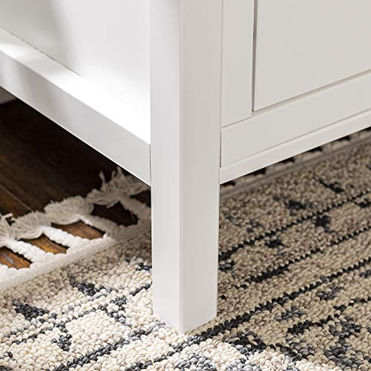 Walker Edison Traditional Simple Wood Accent Entryway Console Sideboard Living Room Storage Shelf, 6 Drawer, White