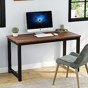 Tribesigns Modern Simple Computer Desk, 47 inch Vintage Office Desk Computer Table, Study Writing Study Desk Workstation for Home Office, Rustic Brown