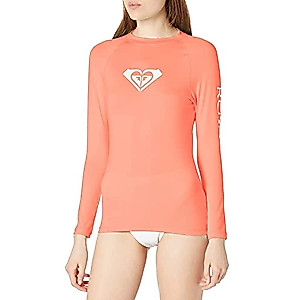 Roxy womens Upf 50 Whole Hearted Long Sleeve Rashguard, Fusion Coral, Medium US