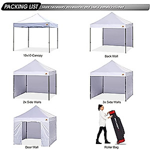 ABCCANOPY Heavy Duty Ez Pop up Canopy Tent with Sidewalls 10x10, White