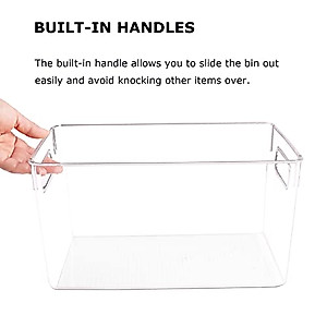 6 Pack Clear Space Plastic Storage Bins Fridge Organizer Kitchen Organization Pantry Storage Bins Freeze Organizers With Handles Cabinet Organizers For Kitchen,Fridge,Cabinet,Pantry,Bedrooms,Bathrooms