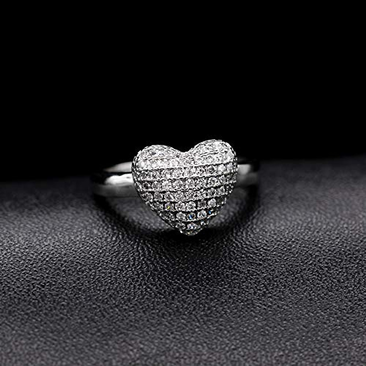 Uloveido Heart Love Knot Engagement Rings Ladies Silver Rhodium Plated with Round Cubic Zirconia Stones, Lovely Heart Halo Rings Promise, Best Gifts for Her (Size 9) J070