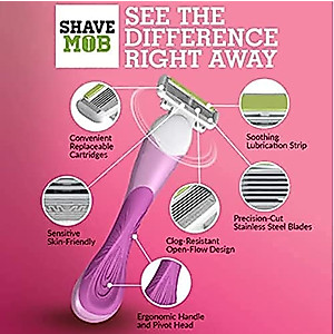 ShaveMOB 3-Blade Women's Razor Kit (Flex Head Handle + 12 Refills) - The Practical Shaving Kit