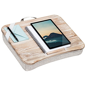 LapGear Heritage Lap Desk with Device Ledge - White Wash - Fits up to 17.3 Inch Laptops - Style No. 45611