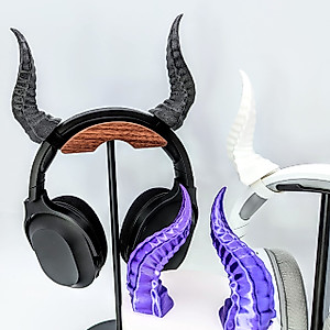 BeamTeam3D Spiky Devil Horns for Headphones - Demon Headphone Attachment in Various Colors with Self Fastener - Cosplay Devil Ears for Gamers and Streamers (Set of 2) (Sparkle Black)