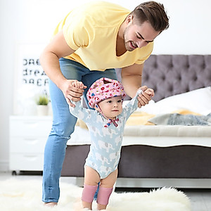 Geyoga 2 Pack Baby Safety Helmet for Crawling Walking with 2 Pairs Knee Pads Baby Head Protector Adjustable Baby Head Cushion Bumper Bonnet for Learning to Walk(Owl Style)