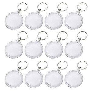 25Pcs 1.42inch Transparent Round Photo Frame Key Chain Photo Picture Logo Inserts Snap-in Keychain Pendant Acrylic Keys Ring Key Holder Organizer Keys Attachments Home Accessories for Women Men