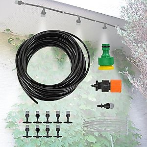 Drip Irrigation System Kit with 16ft Dripping Hose, 1/2, 3/4,1 inch Faucet Connections, 9 Sprinkler Heads, Japard Automatic Watering System for Small Garden, Plant