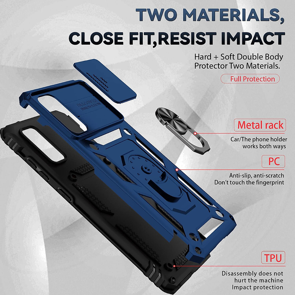 AYMECL for S20 Phone Case,Galaxy S20 Case with 2 Pcs Self-Healing Film,Slide Camera Cover Protective Case with Magnetic Ring Kickstand for Samsung Galaxy S20 5G,Blue