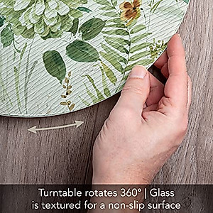 CounterArt Green Fields 4mm Heat Tolerant Tempered Glass Lazy Susan Turntable 13" Diameter Cake Plate Condiment Caddy Pizza Server