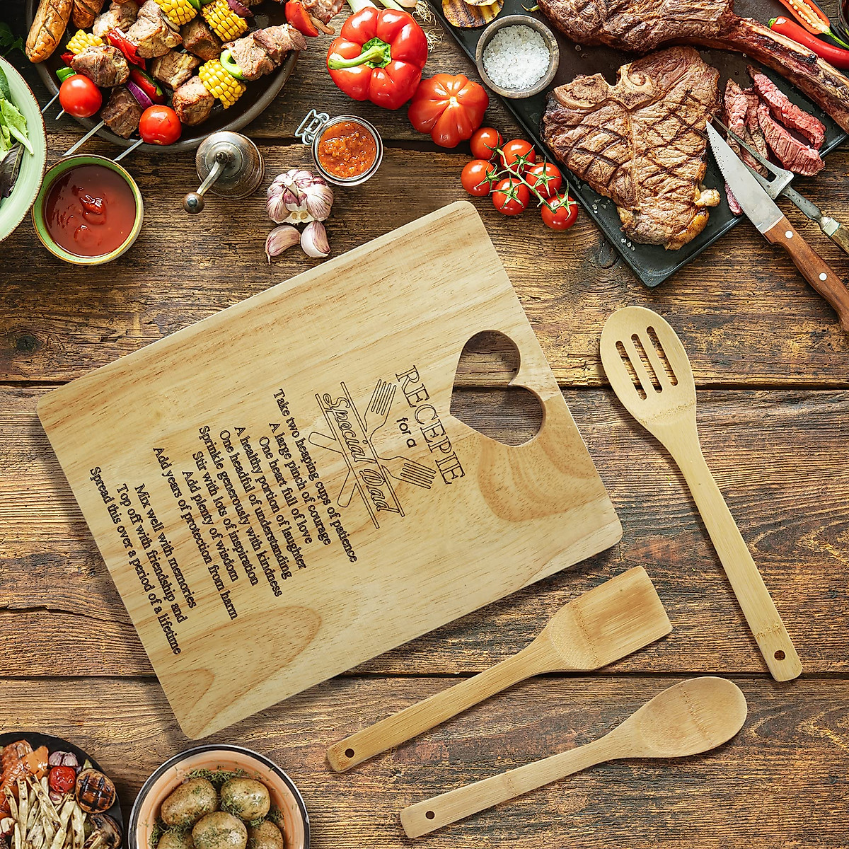 NOIENSI Dad Cutting Board Gifts - Recepie for a Special Dad - Gifts for Dad on Birthday - Dad Christmas Gifts - Engraved Gifts for Dads from Daughter or Son (Best Dad Ever)