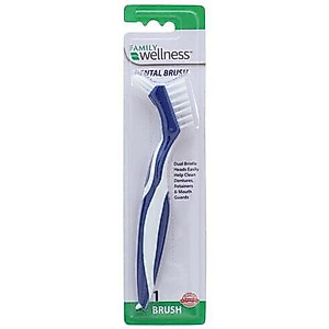 Family Wellness Denture Case, Denture Cup with Strainer Safety Basket, And Denture Brush, For Dentures, Restrainers, Or Mouthguards