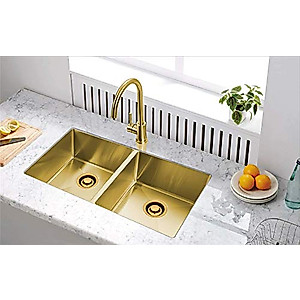 LQS Kitchen Sink Garbage Disposal Flange and Sink Stopper, fit 3-1/2 Inch Standard Sink Drain Hole Color Golden