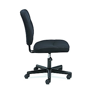 HON Sadie Home Office Desk Chair No Arms, Swivel Desk Chair With Wheels, Task Computer Chair for Office Desk, Black