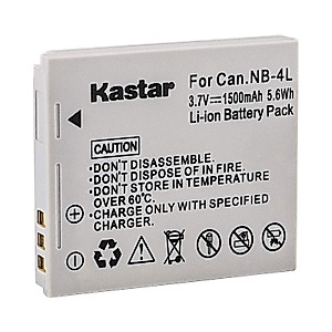 Kastar Battery (X2) & LCD Slim USB Charger for Canon NB-4L and Canon ELPH 100 HS, 300 HS, 310 HS, 330 HS, VIXIA Mini, Powershot SD400, SD450, SD600, SD630, SD750, SD780, SD1000, SD1100 is, SD1400 is