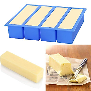Large Ice Cube Molds, Silicone Ice Cube Trays with Easy Release Ice Cubes for Whiskey, Butter Mold, Set of 2 Blue
