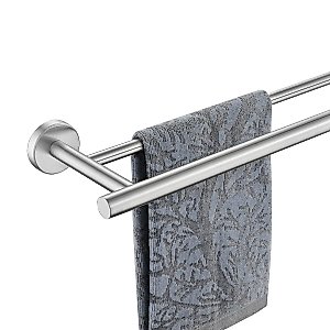 JQK Double Towel Bar, 24 Inch 304 Stainless Steel Thicken 0.8mm Bath Towel Rack for Bathroom, Towel Holder Brushed Wall Mount, Total Length 27.16 Inch, TB100L24-BN