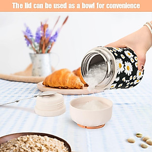 Floral Daisy Chamomile Flowers Kids Womens Lunch Insulated Jar with Spoon 17oz/500ml Insulated Lunch Box Stainless Steel Vacuum Food Warmer Lunch Containers for Hot/Cold Food