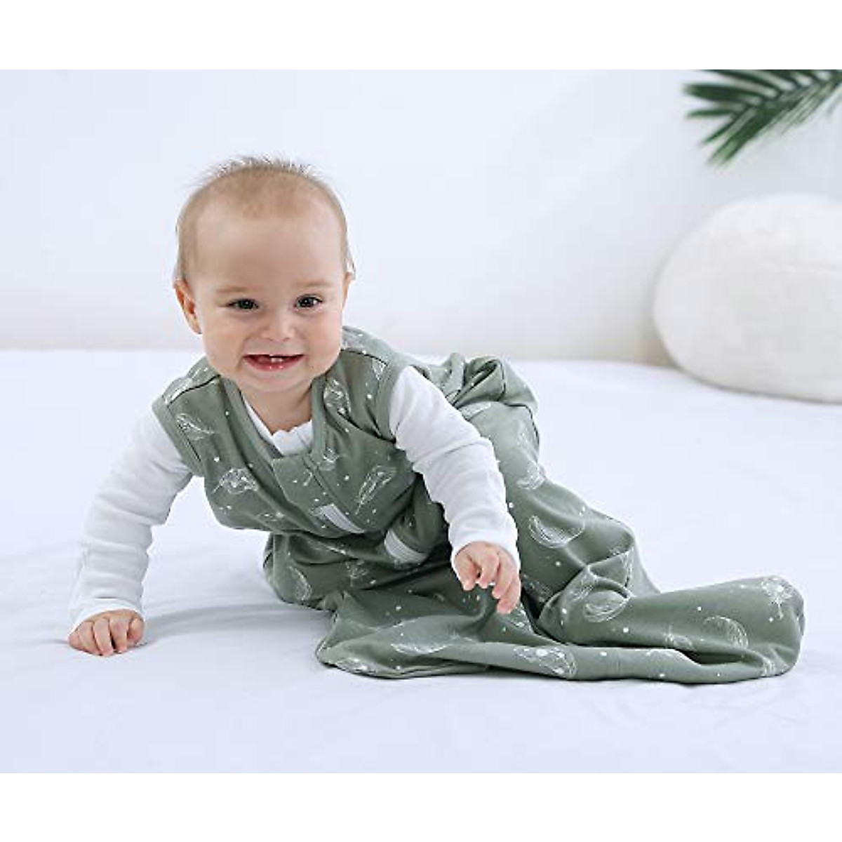 Owlivia Baby Sleep Sack Sleeping Bag with 2-Way Zipper,100% Organic Cotton Wearable Blanket,Unisex Sleep Sack(Feather Green, 18-24 Months)