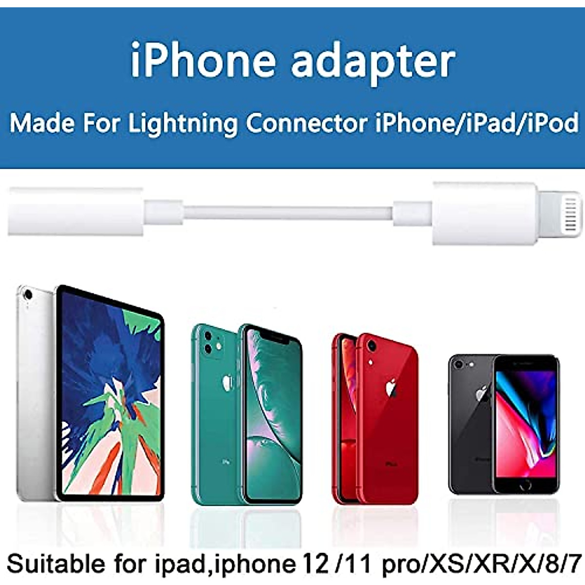 Lightning to 3.5 mm Headphone Jack Adapter, 3 Pack[Apple MFi Certified] Headphone Adapter Jack for iPhone 3.5mm AUX Cord Dongle Cable Compatible with iPhone13/SE 2020/12/11/XS/XR/X/8/7(White)