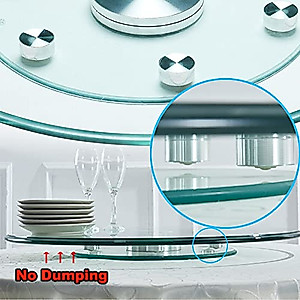 Glass Lazy Susan Turntable, with Silent Smooth Aluminum Alloy Bearing, Diameter is 30 Inches, Round Tabletop Rotating Serving Tray, for Kitchen Dining, Parties, Wedding