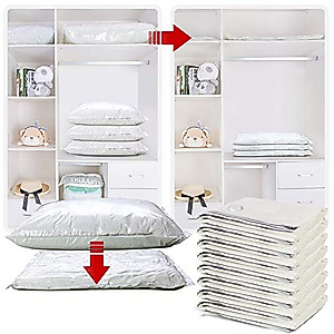 Vacuum Storage Bags, 8 Premium Bags XL, Patented Manual Compression No Pump or Vacuum Needed, Space Saver Tear Resistant Bags