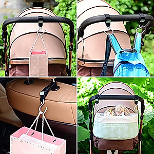 Stroller Hooks 2 Pack –for Stroller Accessory Hook, Durable Mommy Hook - Baby Stroller Hanging Hooks, Wheelchair, Rollator, Walker, Car Hooks (Green)