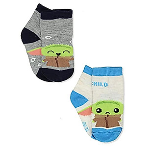 Disney Star Wars Mandalorian Baby Yoda Infant 6 Pack Quarter Socks (18-24 Months, Blue)