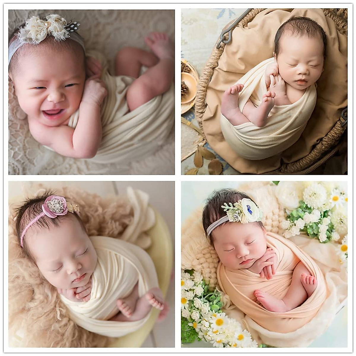 Zeroest Newborn Photography Stretch Wrap Boy Girl Baby Wraps Photography Props Baby Photo Prop Stretch Blanket for Baby (Beige)