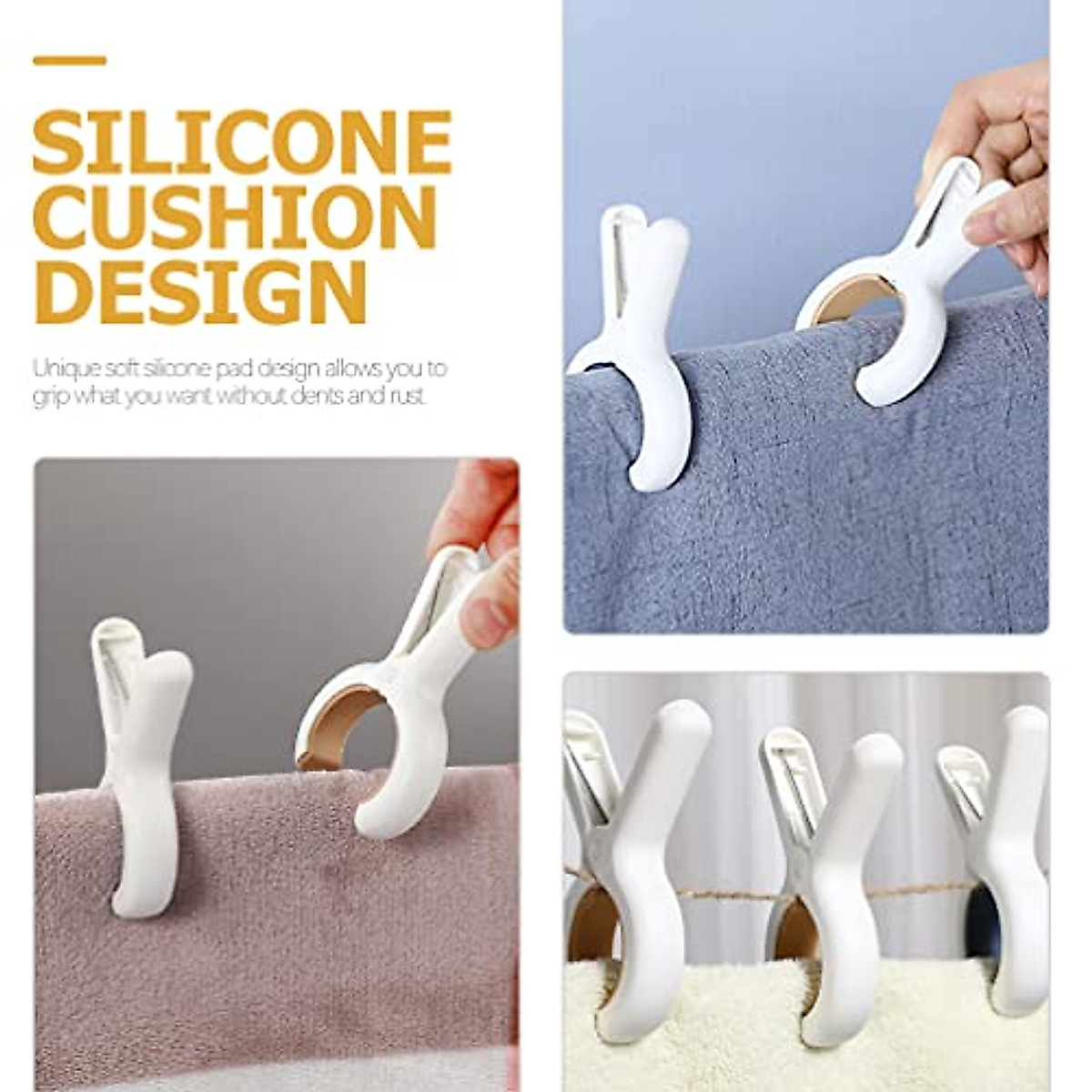 VICASKY Outdoor Towel Rack 12pcs Beach Towel Clips Quilt Drying Clothespins Windproof Clothes Clamps Plastic Laundry Clips Pipe Fixing Clamps for Clothes Quilt Pool Chairs Blue Chip Clip