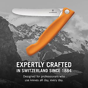 Victorinox Swiss Classic Foldable Paring Knife, Wavy Edge Orange 4.3 in