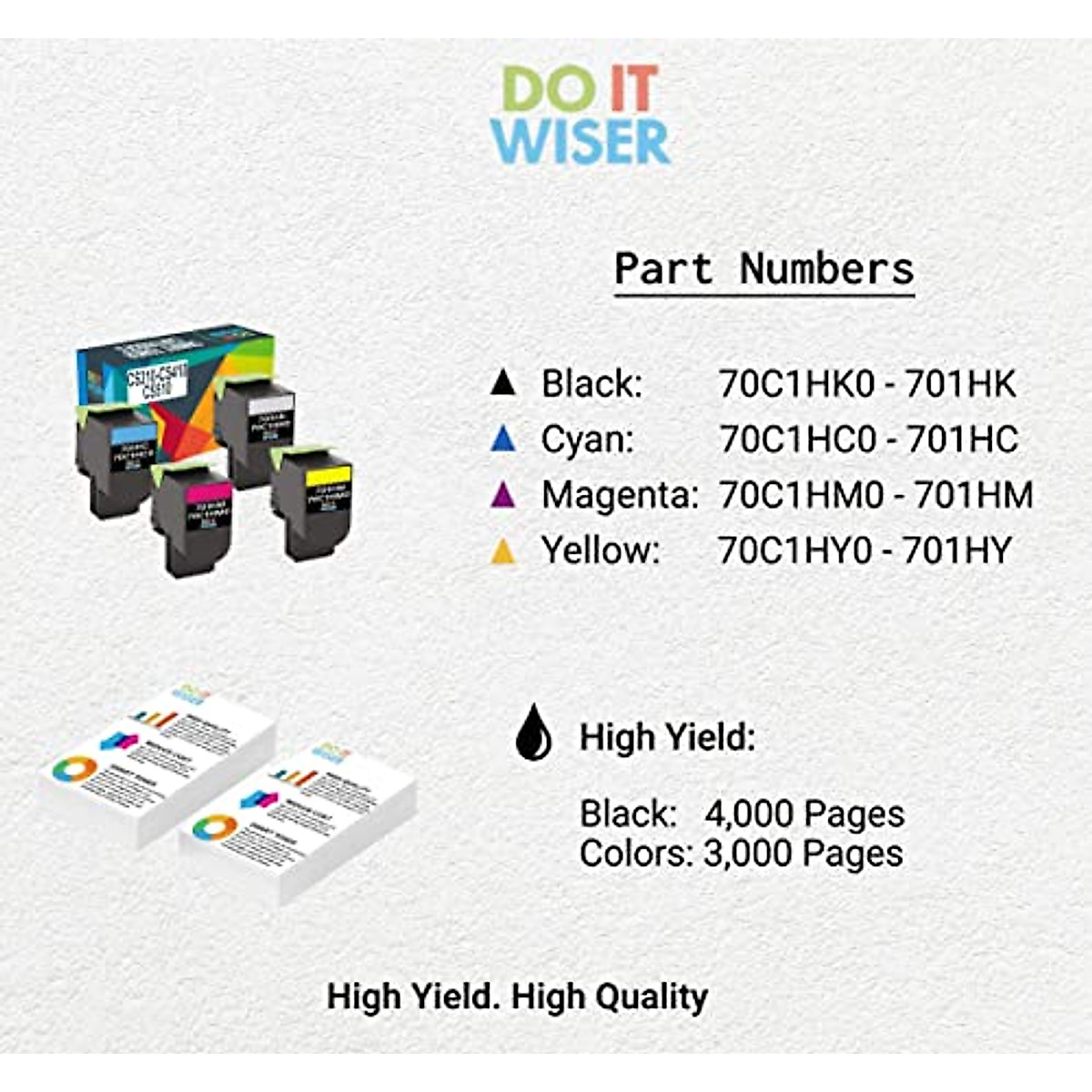 Do it Wiser Compatible Toner Cartridge Replacement for Lexmark 701HK 70C1HK0 - CS310dn CS310n CS410dn CS410n CS510de CS510dte (High Yield, Black)