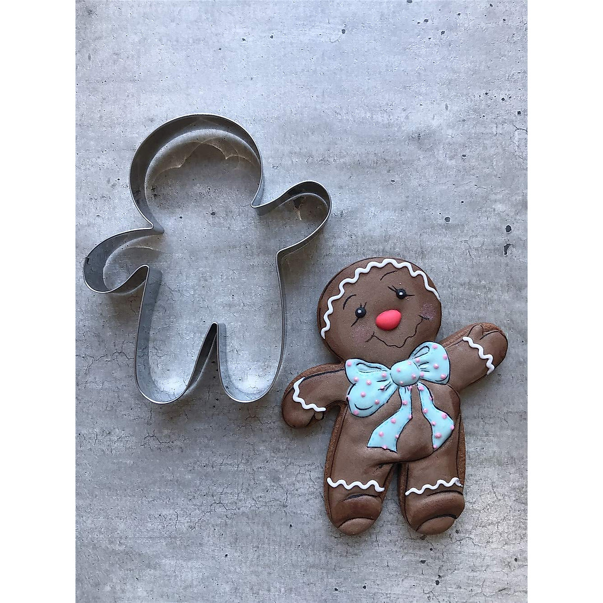 LILIAO Christmas Waving Gingerbread Man Cookie Cutter - Extra Large: 4.2 x 5.6 inches - Stainless Steel