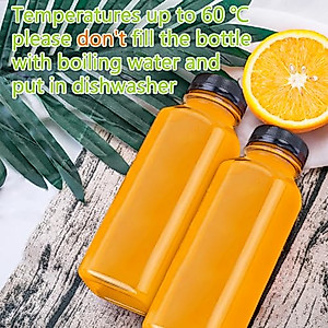 Plastic Juice Bottles with Caps 12 pcs, 12oz Reusable Juice Containers with Tamper Proof Lids Black, Clear Juice Bottles for Juicing, Milk, Smoothie, Drinking, and Other Beverages Christmas Gifts